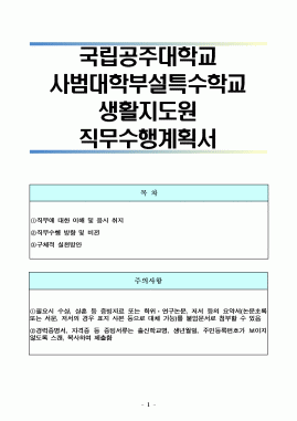 국립공주대학교 사범대학부설특수학교 생활지도원 직무수행계획서-1페이지