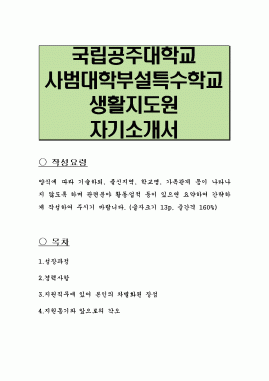 국립공주대학교 사범대학부설특수학교 생활지도원 자기소개서-1페이지