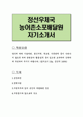 정선우체국 농어촌소포배달원 자기소개서-1페이지