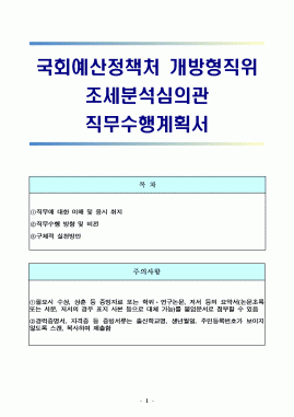 국회예산정책처 개방형직위 조세분석심의관 직무수행계획서-1페이지