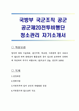 국방부 국군조직 공군 공군제20전투비행단 청소관리 자기소개서-1페이지
