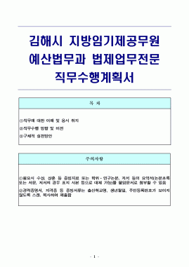 김해시 지방임기제공무원 예산법무과 법제업무전문 직무수행계획서-1페이지