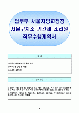 법무부 서울지방교정청 서울구치소 기간제 조리원 직무수행계획서-1페이지
