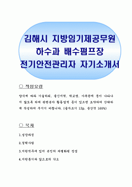 김해시 지방임기제공무원 하수과 배수펌프장 전기안전관리자 자기소개서-1페이지