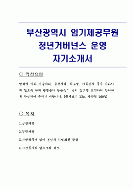 부산광역시 임기제공무원 청년거버넌스 운영 자기소개서-1페이지