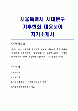 서울특별시 서대문구 기후변화 대응분야 자기소개서-1페이지