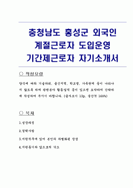 충청남도 홍성군 외국인 계절근로자 도입운영 기간제근로자 자기소개서-1페이지