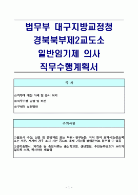 법무부 대구지방교정청 경북북부제2교도소 일반임기제 의사 직무수행계획서-1페이지