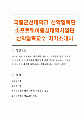 국립군산대학교 산학협력단 소프트웨어중심대학사업단 산학협력교수 자기소개서-1페이지