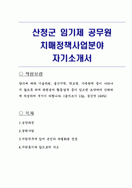산청군 임기제 공무원 치매정책사업분야 자기소개서-1페이지