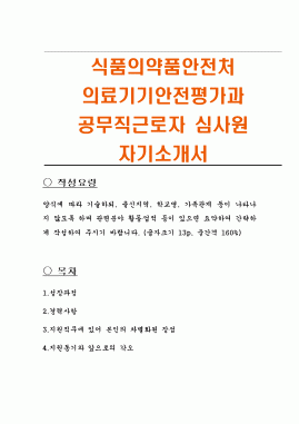 식품의약품안전처 의료기기안전평가과 공무직근로자 심사원 자기소개서-1페이지
