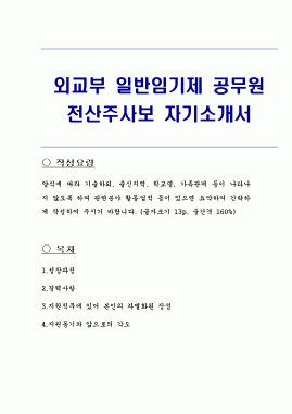외교부 일반임기제 공무원 전산주사보 자기소개서-1페이지