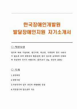 한국장애인개발원 발달장애인지원 자기소개서-1페이지