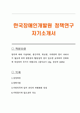 한국장애인개발원 정책연구 자기소개서-1페이지