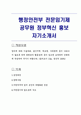 행정안전부 전문임기제 공무원 정부혁신 홍보 자기소개서-1페이지