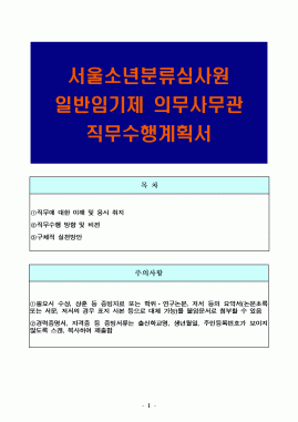 서울소년분류심사원 일반임기제 의무사무관 직무수행계획서-1페이지