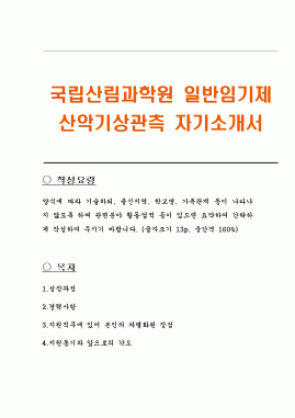 국립산림과학원 일반임기제 산악기상관측 자기소개서-1페이지