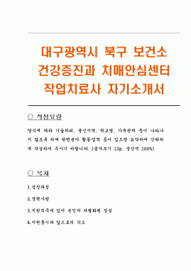 대구광역시 북구 보건소 건강증진과 치매안심센터 작업치료사 자기소개서-1페이지