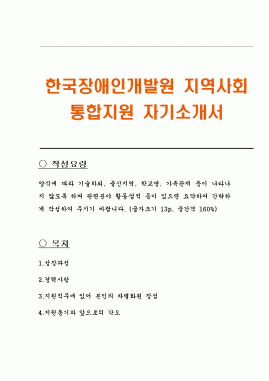 한국장애인개발원 지역사회 통합지원 자기소개서-1페이지