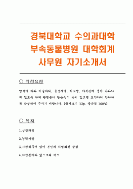 경북대학교 수의과대학 부속동물병원 대학회계 사무원 자기소개서-1페이지