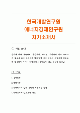 한국개발연구원 에너지경제연구원 자기소개서-1페이지