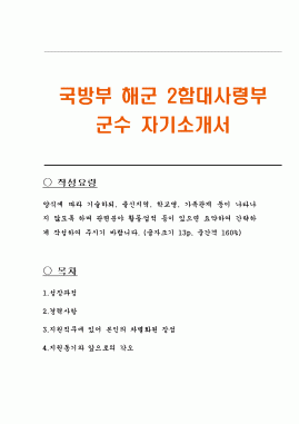 국방부 해군 2함대사령부 군수 자기소개서-1페이지