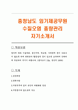 충청남도 임기제공무원 수질오염 총량관리 자기소개서-1페이지