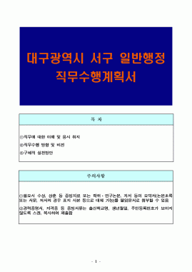 대구광역시 서구 일반행정 직무수행계획서-1페이지