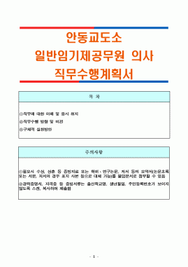 안동교도소 일반임기제공무원 의사 직무수행계획서-1페이지