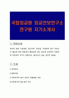 국립외교원 외교안보연구소 연구원 자기소개서-1페이지