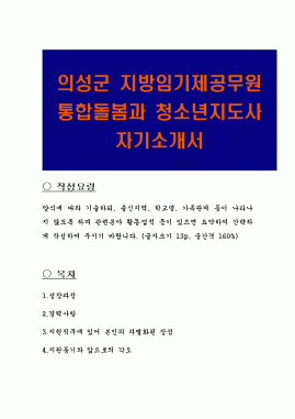 의성군 지방임기제공무원 통합돌봄과 청소년지도사 자기소개서-1페이지