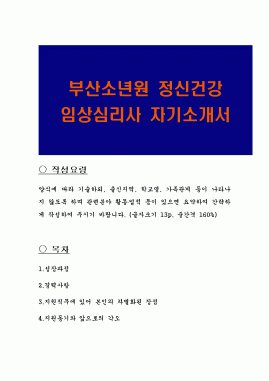부산소년원 정신건강 임상심리사 자기소개서-1페이지