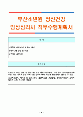 부산소년원 정신건강 임상심리사 직무수행계획서-1페이지