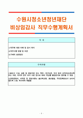 수원시청소년청년재단 비상임감사 직무수행계획서-1페이지
