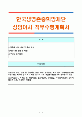 한국생명존중희망재단 상임이사 직무수행계획서-1페이지