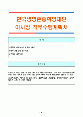 한국생명존중희망재단 이사장 직무수행계획서-1페이지