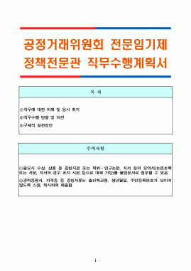공정거래위원회 전문임기제 정책전문관 직무수행계획서-1페이지