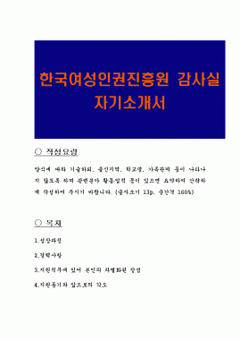 한국여성인권진흥원 감사실 자기소개서-1페이지