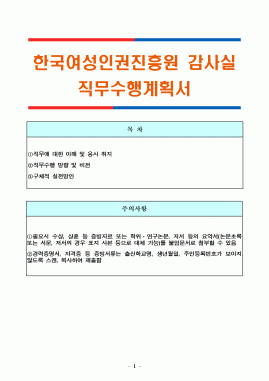 한국여성인권진흥원 감사실 직무수행계획서-1페이지