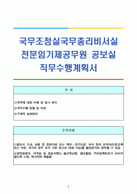 국무조정실국무총리비서실 전문임기제공무원 공보실 직무수행계획서-1페이지