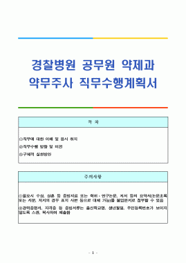 경찰병원 공무원 약제과 약무주사 직무수행계획서-1페이지