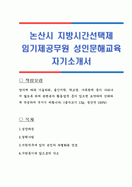 논산시 지방시간선택제 임기제공무원 성인문해교육 자기소개서-1페이지