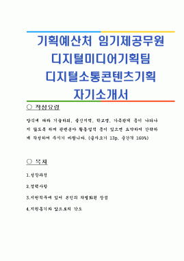 기획예산처 임기제공무원 디지털미디어기획팀 디지털소통콘텐츠기획 자기소개서-1페이지