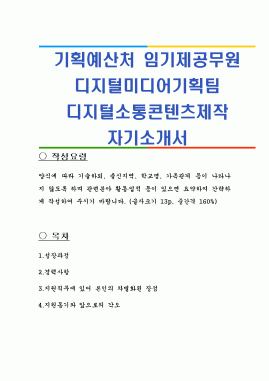 기획예산처 임기제공무원 디지털미디어기획팀 디지털소통콘텐츠제작 자기소개서-1페이지