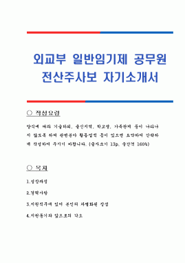 외교부 일반임기제 공무원 전산주사보 자기소개서-1페이지