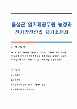 음성군 임기제공무원 농정과 전기안전관리 자기소개서-1페이지