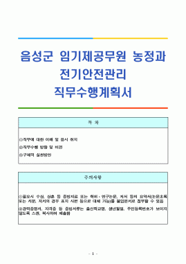 음성군 임기제공무원 농정과 전기안전관리 직무수행계획서-1페이지