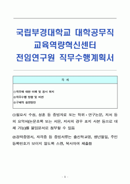 국립부경대학교 대학공무직 교육역량혁신센터 전임연구원 직무수행계획서-1페이지
