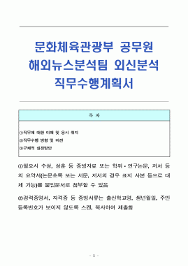 문화체육관광부 공무원 해외뉴스분석팀 외신분석 직무수행계획서-1페이지