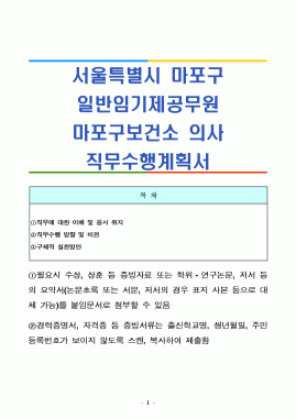 서울특별시 마포구 일반임기제공무원 마포구보건소 의사 직무수행계획서-1페이지